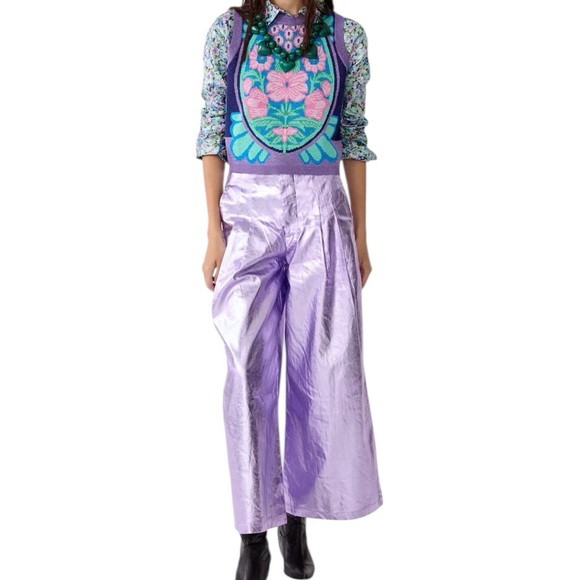Lanhtropy | Pants & Jumpsuits | Nwt Lanhtropy Culotte Metallic Linen ...